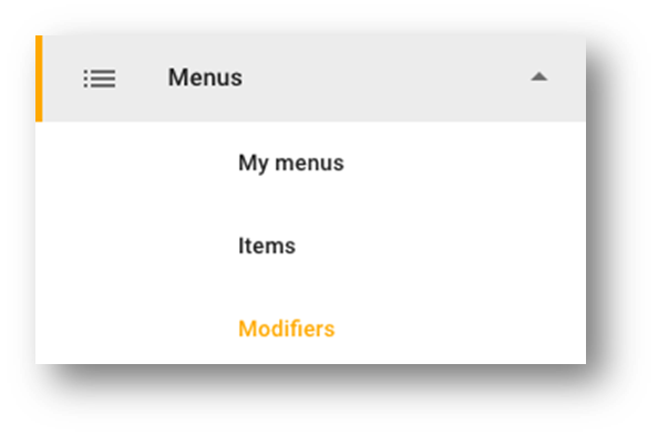 Create menu items and add modifiers