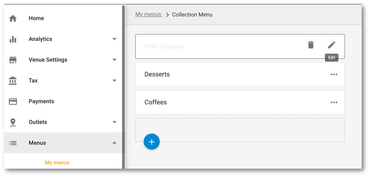 Create menu items and add modifiers