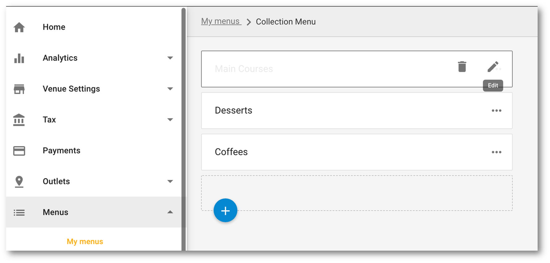 Create menu items and add modifiers